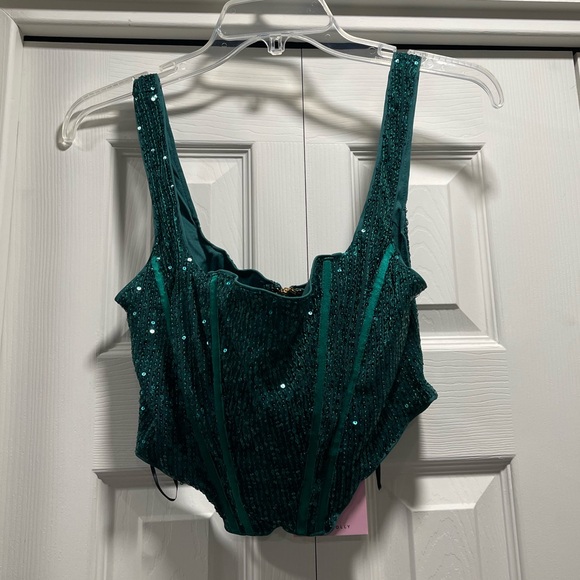 Hello Molly | Tops | Hello Molly Teal Sequin Bustier | Poshmark